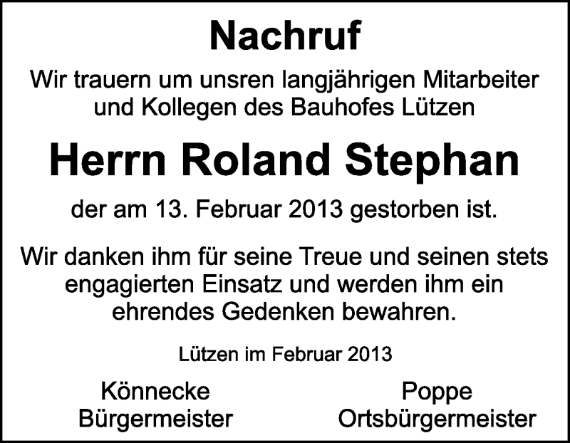 Traueranzeigen von Roland Stephan | www.abschied-nehmen.de