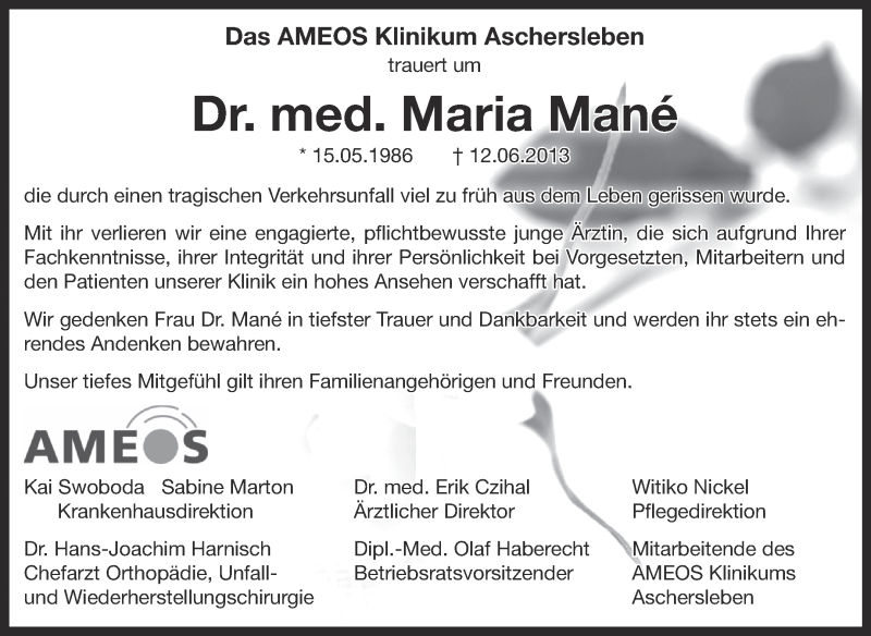 Traueranzeigen von Maria Mane | www.abschied-nehmen.de