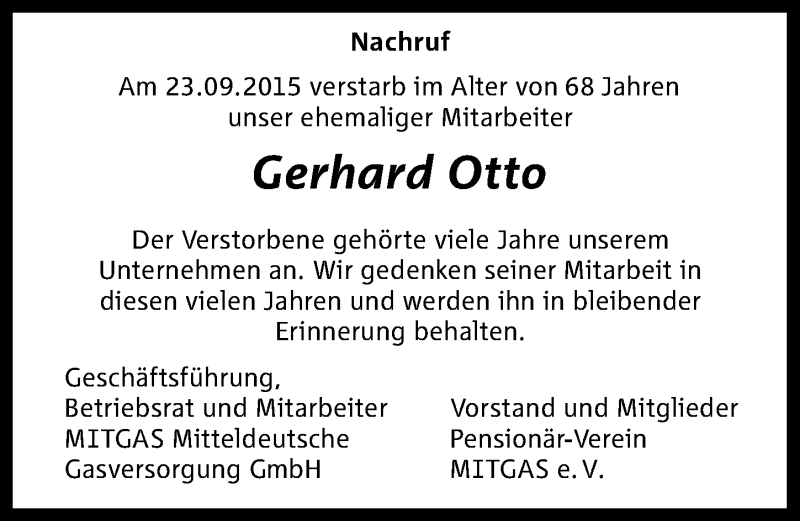 Traueranzeigen von Gerhard Otto | www.abschied-nehmen.de