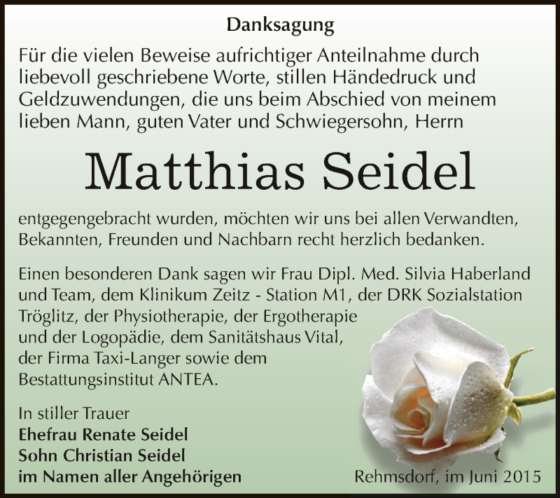 Traueranzeigen von Matthias Seidel | www.abschied-nehmen.de Traueranzeigen von Matthias Seidel | www.abschied-nehmen.de