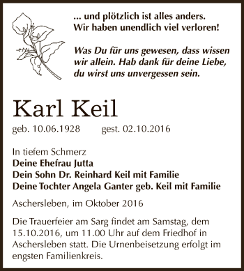 Traueranzeigen von Karl Keil | www.abschied-nehmen.de