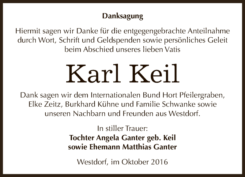Traueranzeigen von Karl Keil | www.abschied-nehmen.de