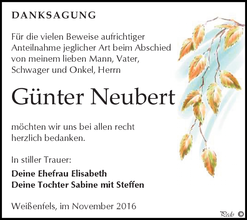 Traueranzeigen von Günter Neubert | www.abschied-nehmen.de