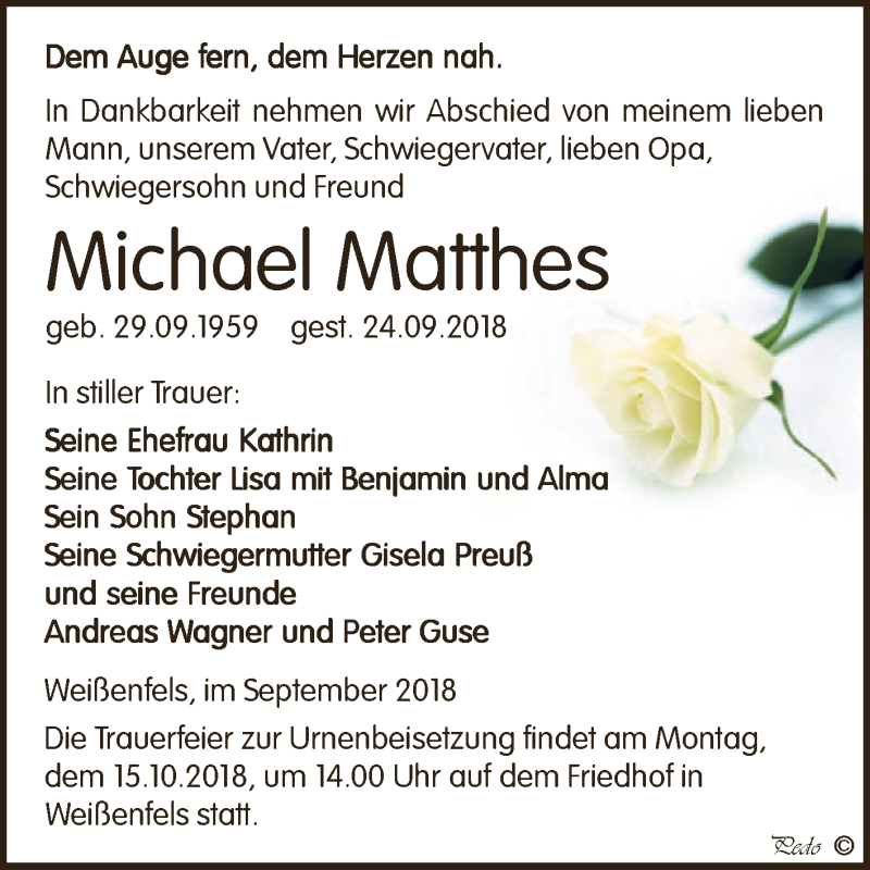 Traueranzeigen von Michael Matthes | www.abschied-nehmen.de