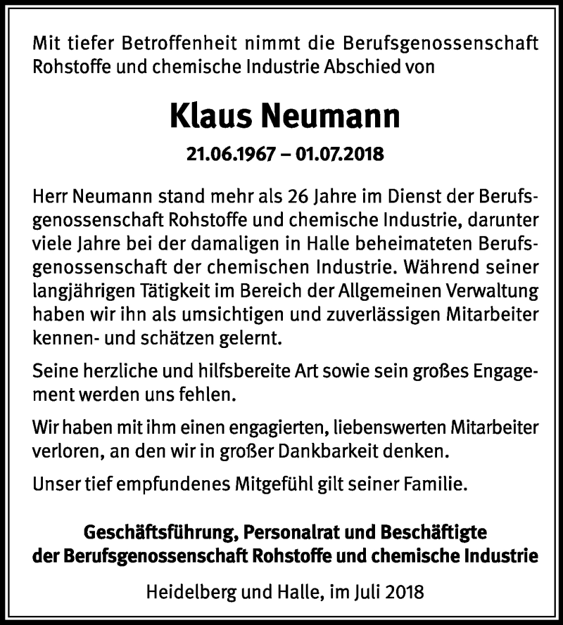 Traueranzeigen von Klaus Neumann | www.abschied-nehmen.de