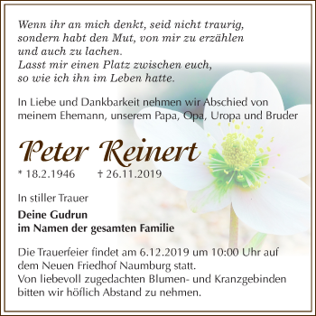 Traueranzeigen von Peter Reinert | www.abschied-nehmen.de