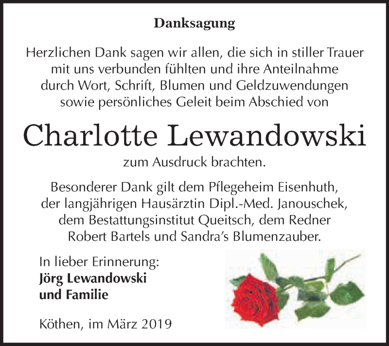 Traueranzeigen von Charlotte Lewandowski | www.abschied-nehmen.de
