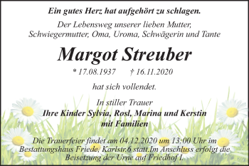 Traueranzeigen von Margot Streuber | www.abschied-nehmen.de