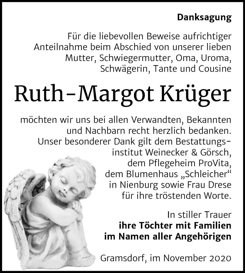 Traueranzeigen von Ruth-Margot Krüger | www.abschied-nehmen.de