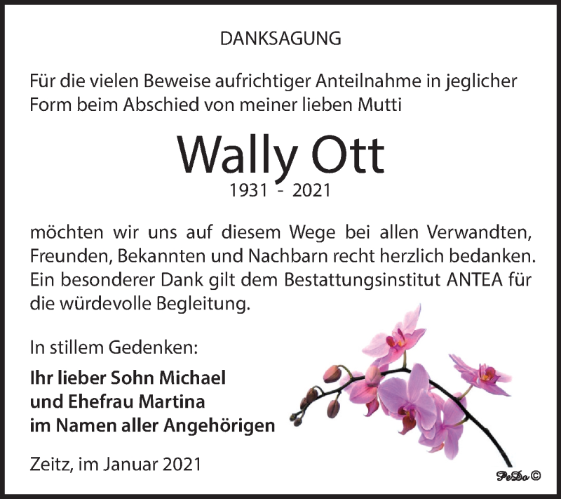 Traueranzeigen von Wally Ott | www.abschied-nehmen.de