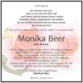 Traueranzeigen von Monika Beer | www.abschied-nehmen.de