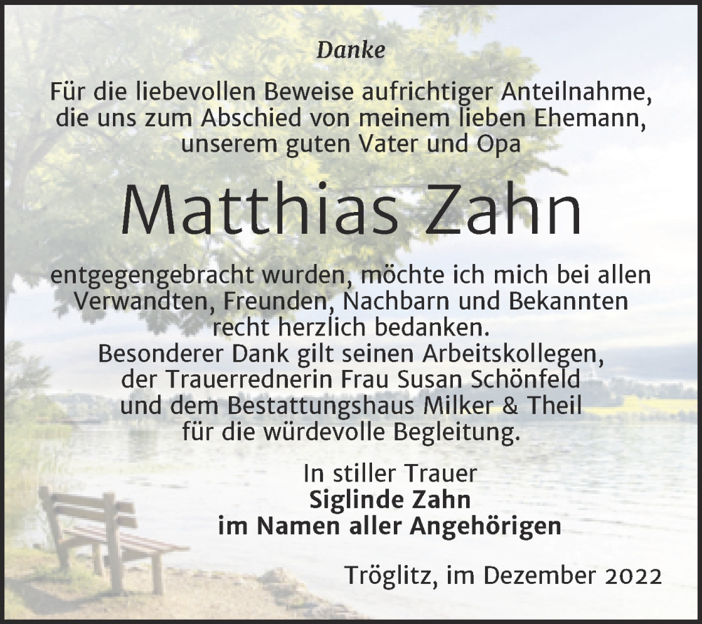 Traueranzeigen von Matthias Zahn | www.abschied-nehmen.de