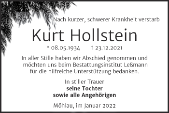 Traueranzeigen von Kurt Hollstein | www.abschied-nehmen.de