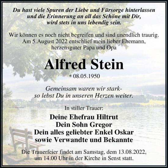 Traueranzeigen von Alfred Stein | www.abschied-nehmen.de