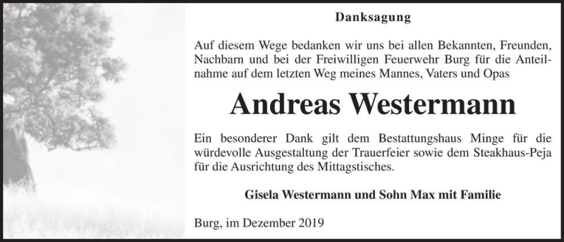 Traueranzeigen von Andreas Westermann | www.abschied-nehmen.de