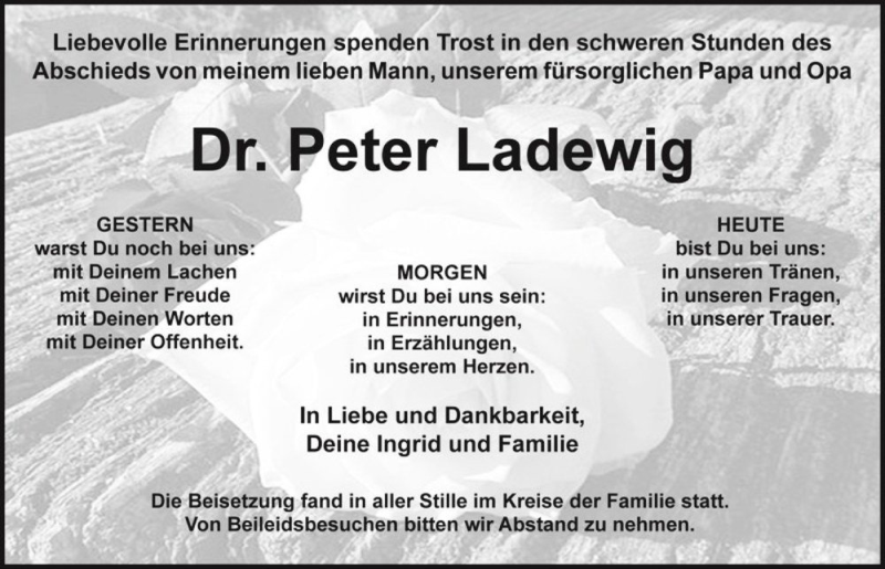 Traueranzeigen von Dr. Peter Ladewig | www.abschied-nehmen.de