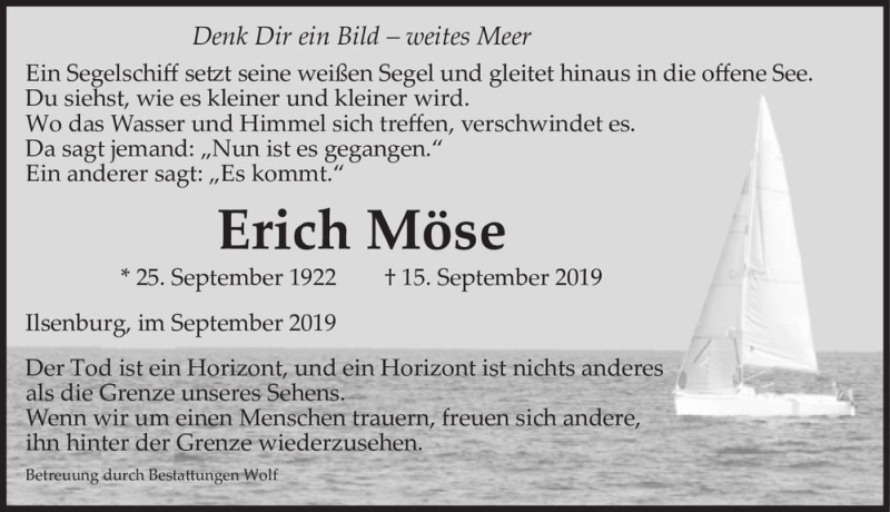 Traueranzeigen von Erich Möse | www.abschied-nehmen.de