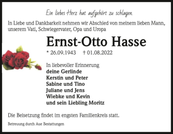 Traueranzeigen von Ernst-Otto Hasse | www.abschied-nehmen.de