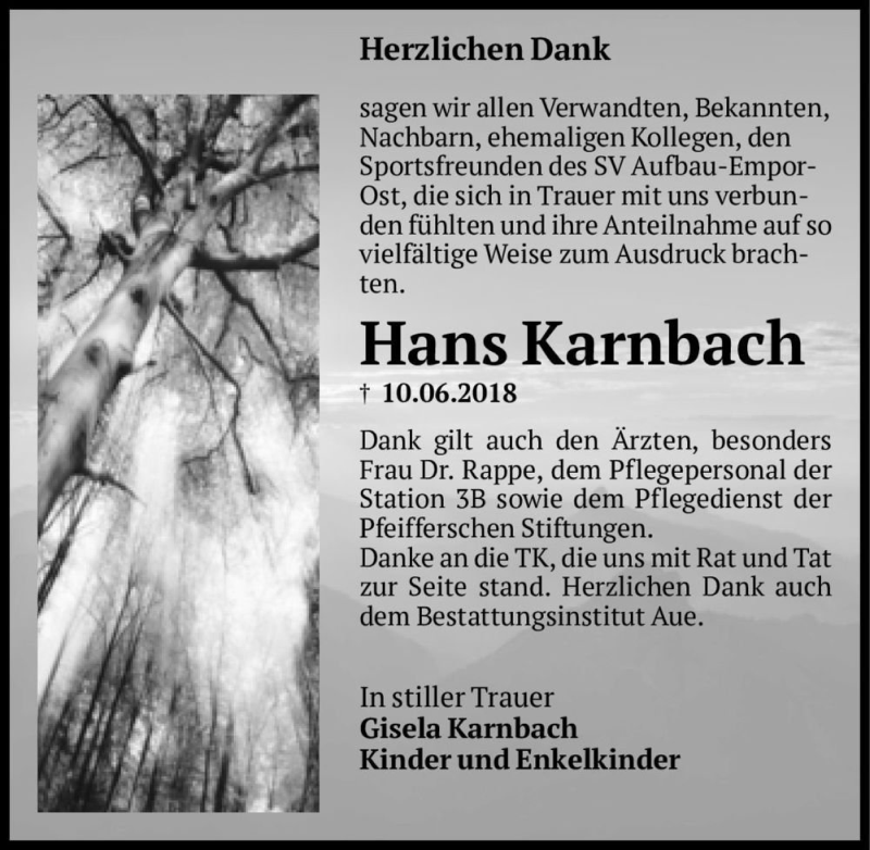 Traueranzeigen von Hans Karnbach | www.abschied-nehmen.de