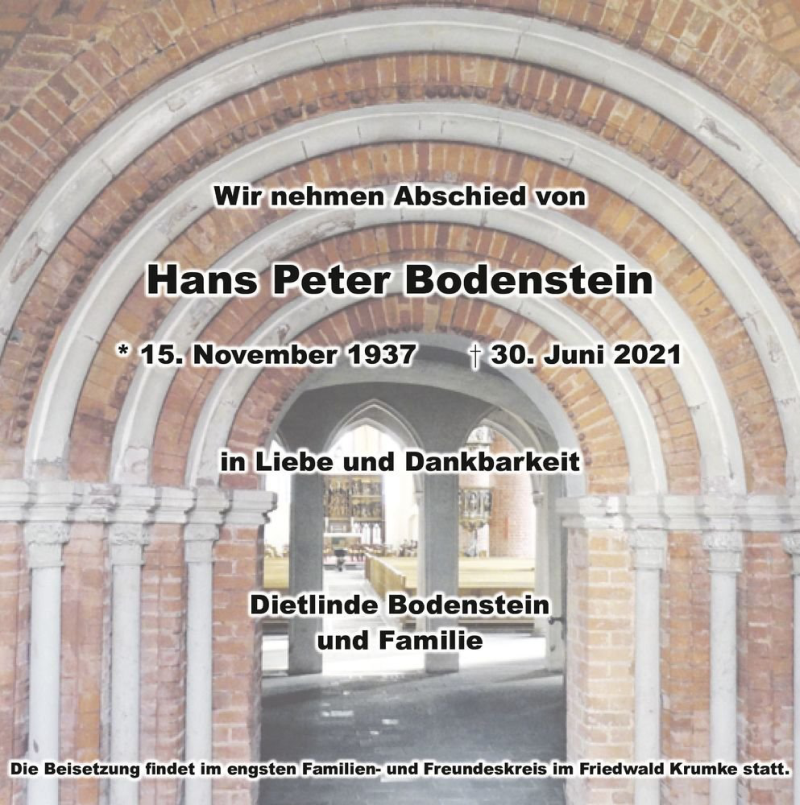 Traueranzeigen von Hans Peter Bodenstein | www.abschied-nehmen.de