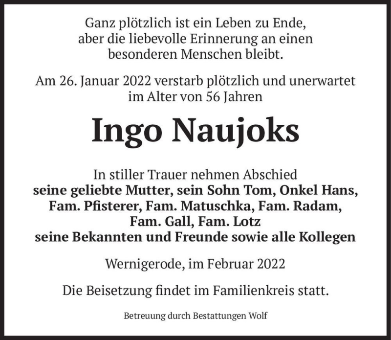 Traueranzeigen von Ingo Naujoks | www.abschied-nehmen.de Traueranzeigen von Ingo Naujoks | www.abschied-nehmen.de