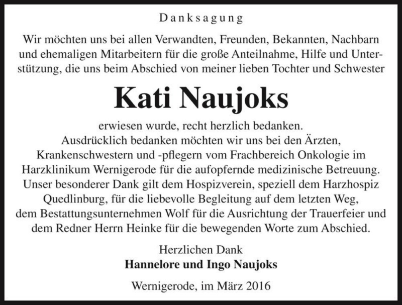 Traueranzeigen von Kati Naujoks | www.abschied-nehmen.de Traueranzeigen von Kati Naujoks | www.abschied-nehmen.de