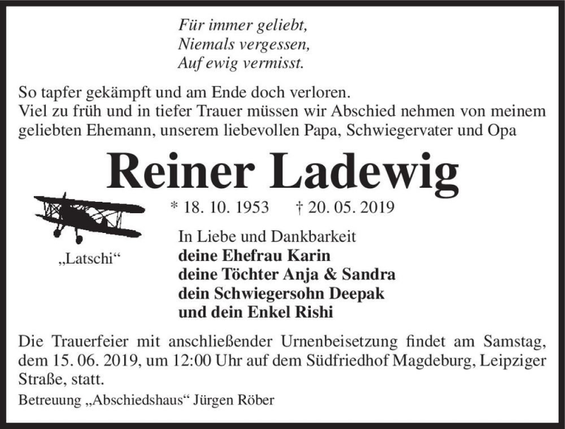 Traueranzeigen von Reiner Ladewig | www.abschied-nehmen.de