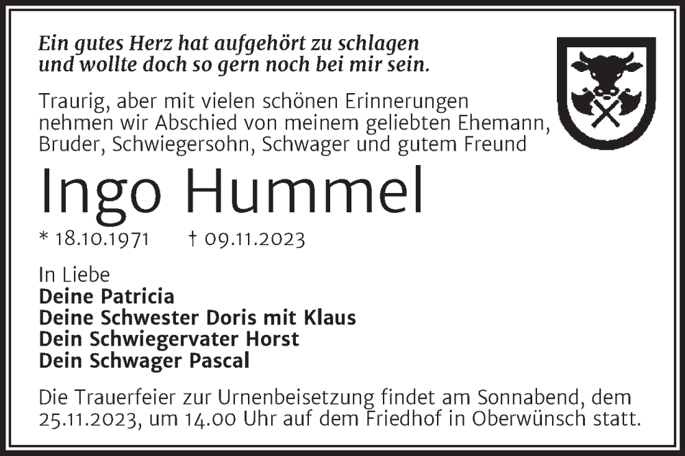Traueranzeigen von Ingo Hummel | www.abschied-nehmen.de