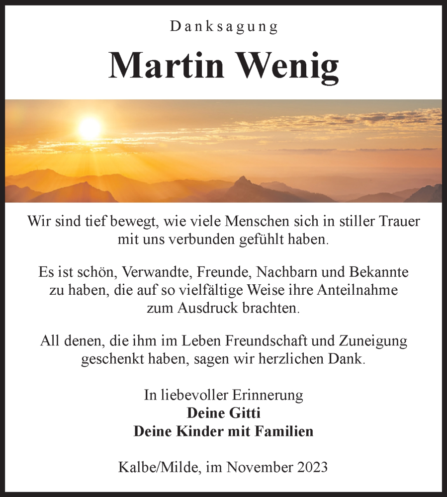 Traueranzeigen von Martin Wenig | www.abschied-nehmen.de