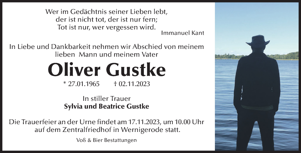 Traueranzeigen von Oliver Gustke | www.abschied-nehmen.de