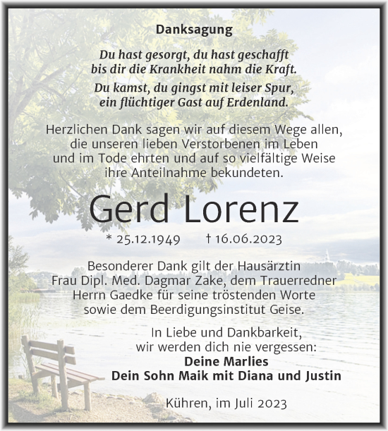 Traueranzeigen von Gerd Lorenz | www.abschied-nehmen.de Traueranzeigen von Gerd Lorenz | www.abschied-nehmen.de
