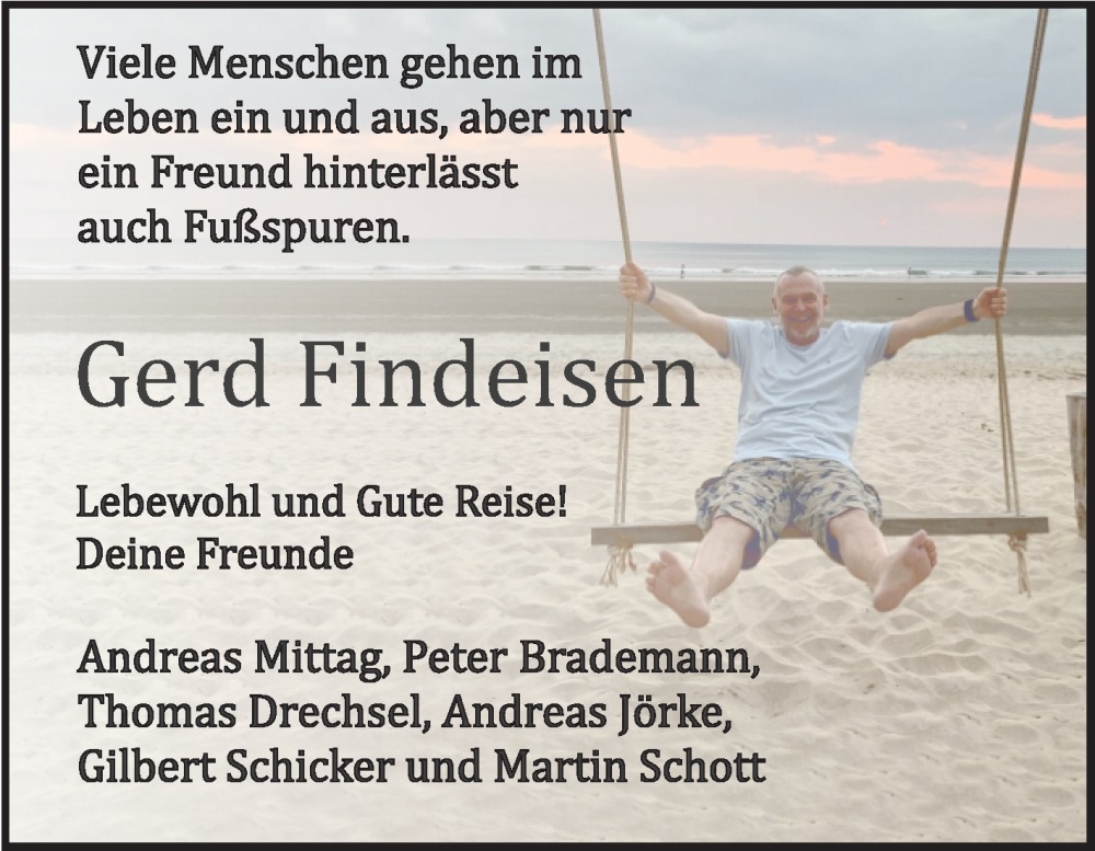 Traueranzeigen von Gerd Findeisen | www.abschied-nehmen.de