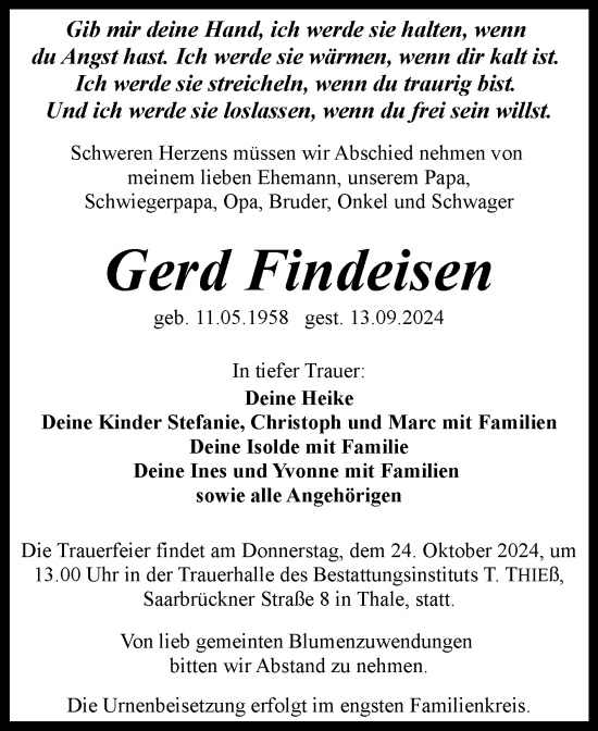 Traueranzeigen von Gerd Findeisen | www.abschied-nehmen.de