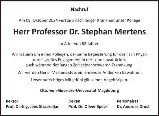 Traueranzeigen von Stephan Mertens | www.abschied-nehmen.de