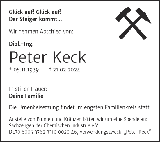 Traueranzeigen von Peter Keck | www.abschied-nehmen.de
