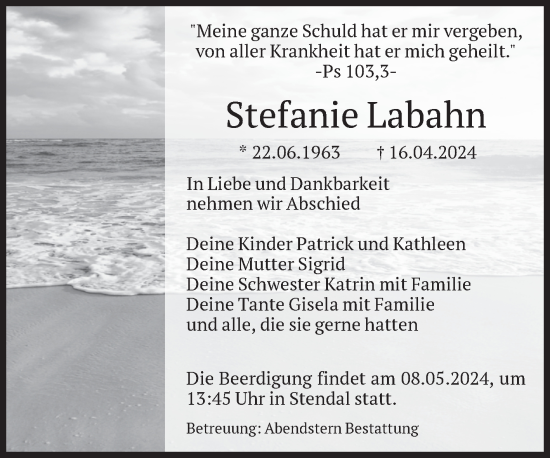 Traueranzeigen von Stefanie Labahn | www.abschied-nehmen.de