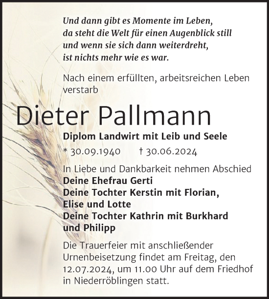 Traueranzeigen von Dieter Pallmann | www.abschied-nehmen.de Traueranzeigen von Dieter Pallmann | www.abschied-nehmen.de