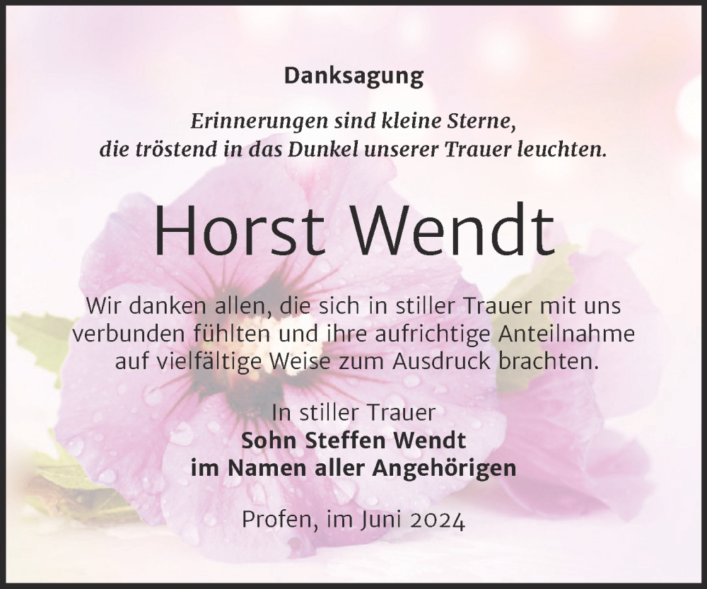 Traueranzeigen von Horst Wendt | www.abschied-nehmen.de